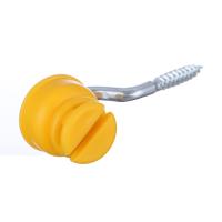China Yellow Wooden Post Insulator INS038B Screw-In Electric Fence Fittings For Light 2.5mm Wire for sale