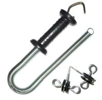 China Electric Fence Gate Handle Spring Kits With Screw-in Gate Anchor Black Color for sale