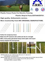 China PST010 1.6m PP Reinforced Electric Fence Posts Step-In 10-Holder 1360mm Galvanized Spike White for sale