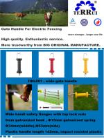 China HDL013B 145g Plastic Galvanized Steel Electric Fence Gate Handle Safety Flanges 7T Hook Black Yellow for sale