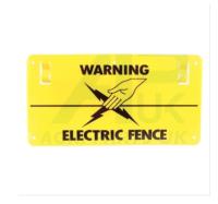 China Yellow PP Plastic Fence Warning Sign 250x130x2mm For Electric Fence Farm Security for sale