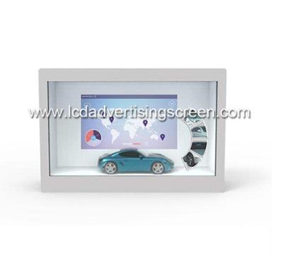 China 43 Inch Transparent LCD Display Box Refrigerator White Show Case Touch Screen for sale
