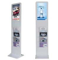 China Black 21.5 Inch Floor Standing Digital Signage With Magazine Newspaper Shelf for sale