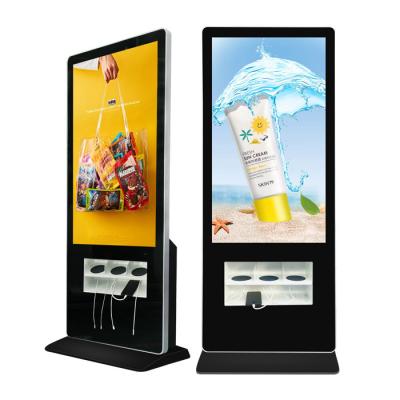 China LG 55 Inch Standing LCD Advertising Display With Wire And Wireless Charging Station USB Interface for sale