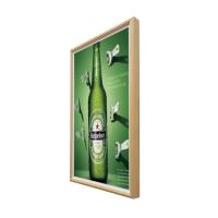 China 32 Inch Wall Hanging LCD Advertising Screen Brown Color Wooden Frame 350 Nits Brightness for sale
