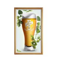 China 32 Inch Wall Hanging LCD Advertising Screen Brown Color Wooden Frame 350 Nits Brightness for sale