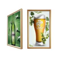 China 32 Inch Wall Hanging LCD Advertising Screen Brown Color Wooden Frame 350 Nits Brightness for sale