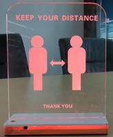 China 22*32cm Li Battery Acrylic Board Distance Keeping Sign for sale