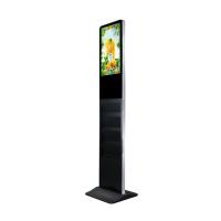 China 21.5 standing digital signage touch screen kiosk android advertising player with catalog brochure holder white black for sale