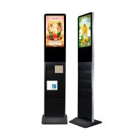 China 21.5 standing digital signage touch screen kiosk android advertising player with catalog brochure holder white black for sale