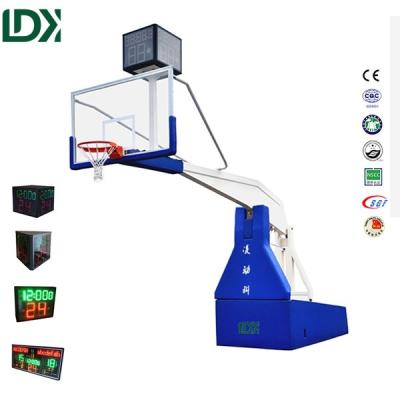China FIBA Professional Basketball Hoop Electric Hydraulic Basketball Stand  Equipment For Sale for sale