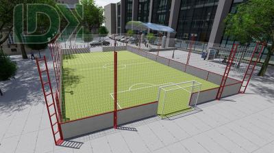 China Soft Fence Soccer Cage Steel Street Football Field With Composite Board for sale
