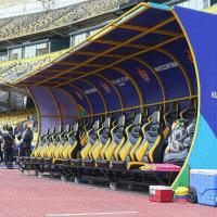 China Foldable Double Row Soccer Pitch Leather  Football Substitute Bench Sideline Solution for sale