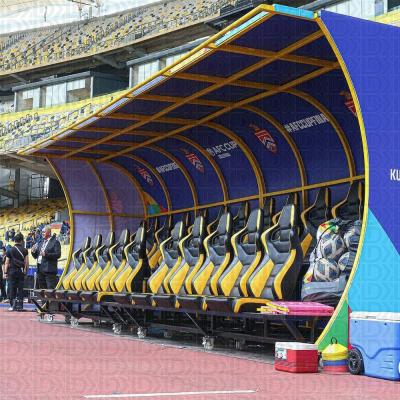 China Foldable Double Row Soccer Pitch Leather  Football Substitute Bench Sideline Solution for sale