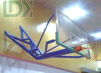 China Customizable Blue Wall Mounted Basketball Rim With Adjustable Height And Glass Backboard for sale