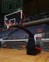 China Black Hydraulic Basketball Stand Adjustable Basketball Hoop With Glass Backboard for sale