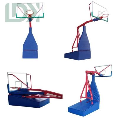 China Foldable Basketball Stand With Glass Backboard And Adjustable Height Portable Basketball Hoop for sale