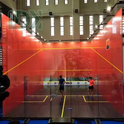 China Red Panoramic Squash Venue LDK2022A With Customizable Design And Red Glass Wall for sale