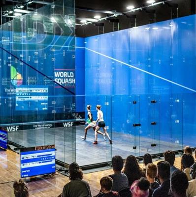 China Blue Panoramic Squash Court Double Field 9750mm X 7620mm Top Choice For Competitions for sale