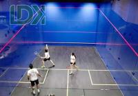 China Panoramic AllGlass Squash Court Blus Glass Wall Squash Venue High Visibility Squash With Support Lighting System for sale