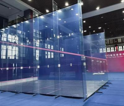 China Super Full Glass/Wood Wall Double Squash Court With Customized Logo And Tempered Glass for sale