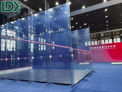 China Full Glass Squash Court With Ceramic Dots Customized Wooden Floor Optional for sale