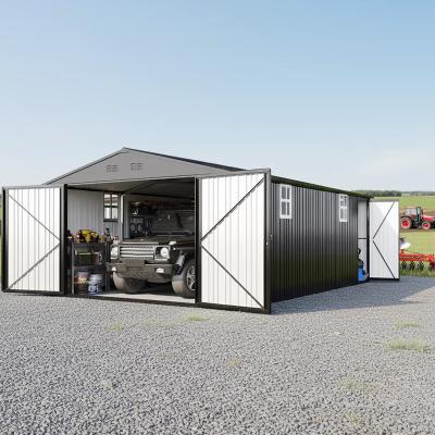 China Heavy Duty Galvanized Steel Garage Prefab 2 Car Metal Shed with Q355 H Beam for sale
