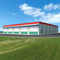 China Custom Heavy Steel Structure Multi Door Factory Warehouse Garage with Office Area 80m Span for sale