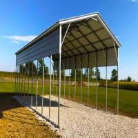 China 20ft x 20ft Portable Carport Canopy Garage Prefabricated Galvanized Steel Regular Roof 150 km/h Wind Load for sale