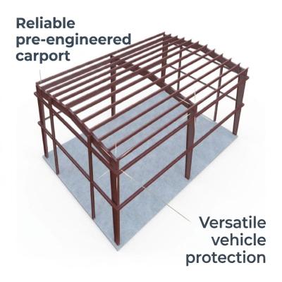 China Prefab Steel Structure Warehouse Carport 12x20FT 15x20FT 20x30FT Metal Fabrication Building for sale