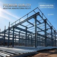 China Q355 Hot Dip Galvanized Prefab Steel Workshop 60m Clear Span 50 Year Lifespan Fast Bolt Assembly for sale