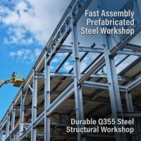 China Q355 Hot Dip Galvanized Prefab Steel Workshop 60m Clear Span 50 Year Lifespan Fast Bolt Assembly for sale