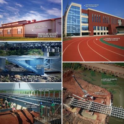 China Large Clear Span Prefabricated Steel Building Exhibition Hall Column Free North America Project for sale