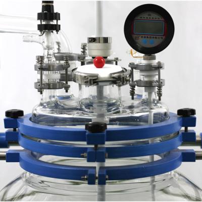 China Double Jacketed Chemical Glass Reactor Borosilicate 3.3 High Temperature Lab Reaction Vessel 50L for sale