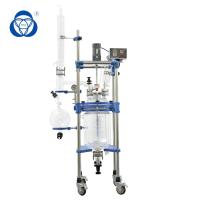 China 10L Volume Glass Bioreactor with 304 Stainless Steel Frame and 50-600 RPM for Chemical Lab for sale