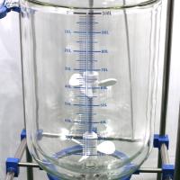 China Automatic 100L Jacketed Glass Reactor Vessel with 304 Stainless Steel Frame and 6 Neck on Reactor Cover for sale