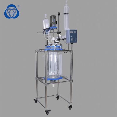 China Semi-Automatic Jacketed Glass Reactor with Vacuum Degree -0.098MPa and Stainless Steel Frame for sale