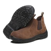 China Steel Toe Electrical Safety Shoes Unisex Brown Leather Work Boots Slip Resistant for sale