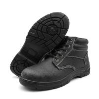 China Middle Cut Cow Leather Safety Boots Black Safety Shoes S3 Standard for sale