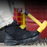 China Lightweight Safety Working Boots Yellow Black With Wide Steel Toe / Kevlar Plate for sale