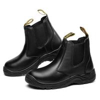 China Genuine Leather Steel Toe Work Boots Slip Resistant Smooth Leather Boots S3 for sale