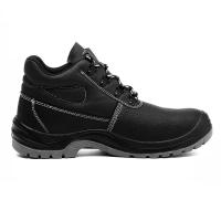 China Black Genuine Leather Safety Shoes Steel Toe Work Boots Construction for sale