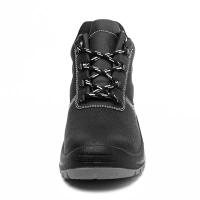 China Black Genuine Leather Safety Shoes Steel Toe Work Boots Construction for sale