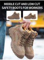 China Steel Toe Comfortable Safety Shoes Mens Brown Work Boots With Kevlar Plate for sale