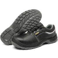 China Black Leather Non Slip Work Shoes Durable Steel Tip Safety Shoes For Men for sale