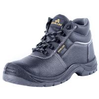 China Black Security Work Boots Mid Cut Genuine Leather Synthetic Shoes For Men for sale