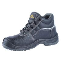 China Black Security Work Boots Mid Cut Genuine Leather Synthetic Shoes For Men for sale