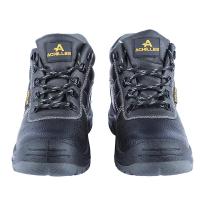 China Black Security Work Boots Mid Cut Genuine Leather Synthetic Shoes For Men for sale