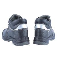 China Black Security Work Boots Mid Cut Genuine Leather Synthetic Shoes For Men for sale
