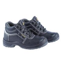 China Black Security Work Boots Mid Cut Genuine Leather Synthetic Shoes For Men for sale